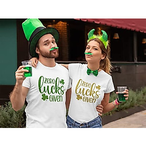 St Patricks Day, Zero Lucks Given Iron On Decal, Tshirt Decal, St Patricks Day Shirt, Heat Transfer, Applique, Iron On Patch, Shamrock Decal, Iron On Almost Anything in 5 Min. (Old Gold Glitter)