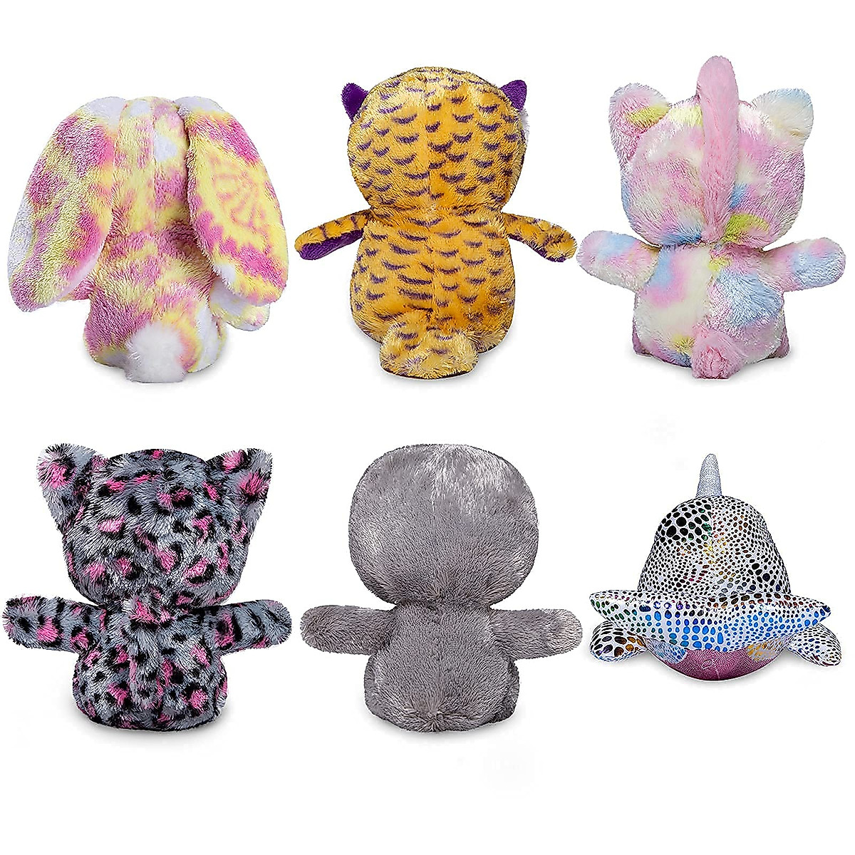 Nleio 7inch Cute Stuffed Animals Plush Toys Set, 6 Pcs Small Stuffed Animal Bulk Unicorn/Narwhal/Bunny/Owl/Sloth/Cat Plush Animal, Super Soft & Durable Stuffed Toys for Kids Girls Boys