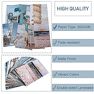 Onivein Peach Teal Wall Collage Kit Aesthetic Pictures, 50Pcs 4 x 6 Inch Blue Aesthetic Picture,Summer Beach Collage Print Kit, Trendy Cute Posters for Teen Girls, Photo Collage Kit for Dorm