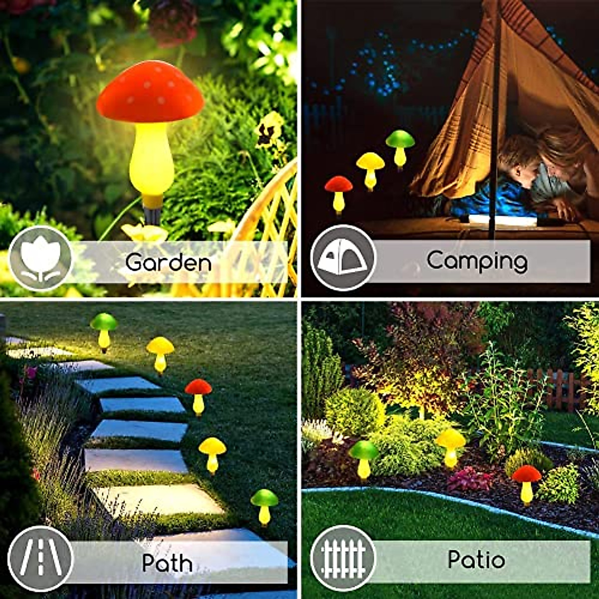 Arcyy Upgraded Waterproof Solar Outdoor Lights, Mushroom Solar Lights, Multi-Color Changing LED Outdoor Solar Garden Lights Flowers for Garden, Patio Lawn Path, Backyard