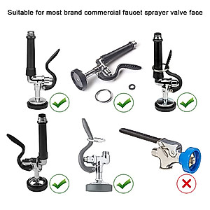 KANONEY 2 Pack Pre-Rinse Spray Valve Repair Kit for Most Commercial Sink Faucet Dish Sprayer Touch On Kitchen Sink Faucets 1.42 GPM Spray Face Bumper and Screw Repair Part, Grey