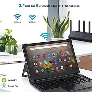 AWOW Tablet con Tastiera,Tablet 10 Pollici,Tablet Android 11 ROM 64GB Espandibili 512GB,13MP Fotocamera,1920 * 1200 IPS,Octa-Core,6000mAh,Dual WiFi,Bluetooth 5.0,Italiana,Metal