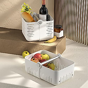 Domonic Home Plastic Shower Caddy Portable with Handle, Cleaning Caddy with Drain Holes, Bathroom Caddy for Dorm, Bathroom, Home, College