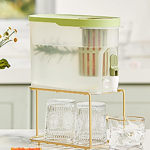 ZWMBYN Iced Drink Dispenser,1Gallon Refrigerator Cold Iced Beverage Dispenser with Spigot,Fruit Teapot Lemonade Milk Bucket Water Dispense for Kitchen Home Party Bar