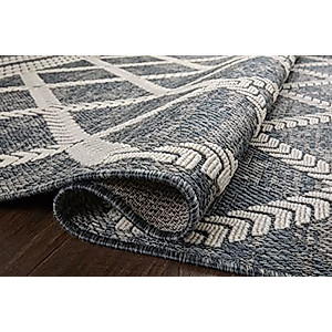 Loloi II Rainier Collection RAI-05 Denim/Ivory, Indoor/Outdoor 7'-10" x 10'-10" Area Rug