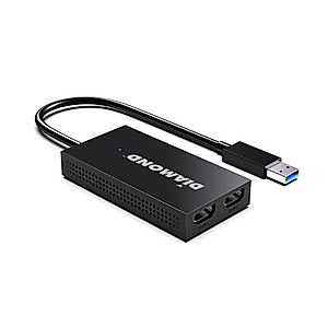 Diamond Multimedia UGA USB 3.0/2.0 Dual HDMI Ultra HD 4K/2K 3840 x 2160 USB Type A 3.0 and Type C 3.1 to HDMI Video Graphics Adapter, Black,BVU5500HS2
