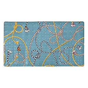 Bath Tub Shower Mat - Anti-Slip PVC Material 15.1x26.8 in, Gentle Cushioning Quick Drying Suction Cups Reliable Solution - Vintage Rope Pattern Non-Slip Floor Mat