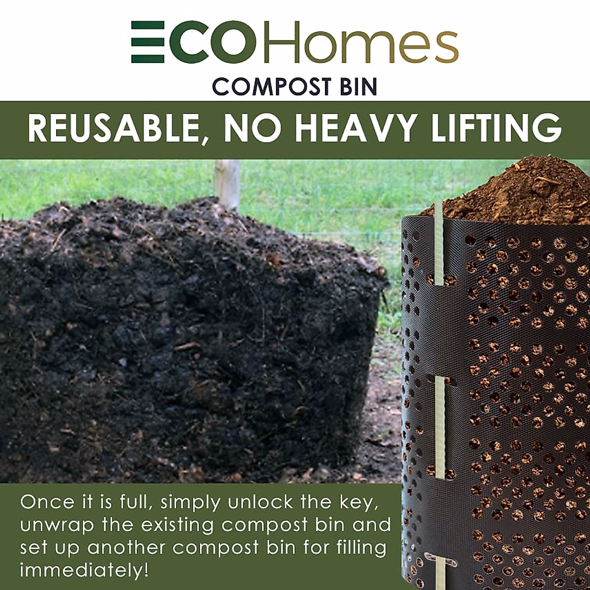 ECOHomes 100 Gallons Expandable Outdoor Compost Bin | Compact & Easy to Setup Garden Compost System - Adjustable Waste Composting Caddy Bin Suitable for Backyard, Lawn & More