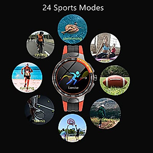 MOKCF High End Smart Watch,Full Touch Screen with 24 Sports Modes Sport Watch for Men Women,IP68 Waterproof Smartwatch Fitness Watch for iPhone Android Phone (Orange)