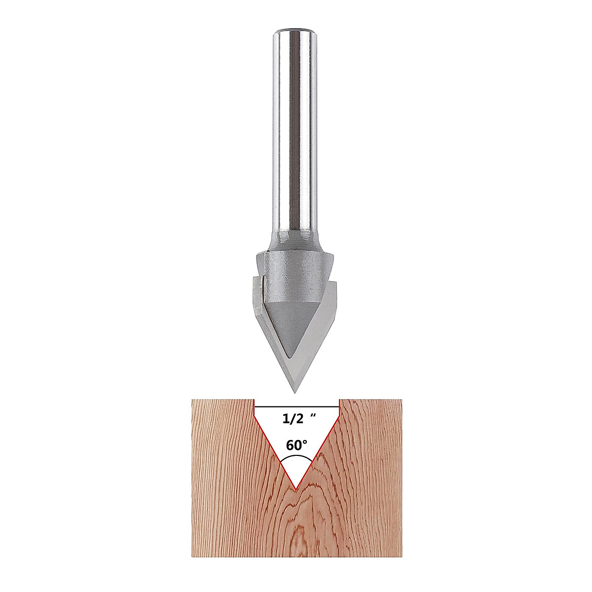 SpeTool Carbdie Tip V Groove CNC Engraving Bit Router Bit CNC Woodwork Tools 60 Deg 1/2 Inch Cutter with 1/4 Inch Shank