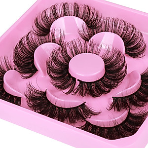 Focipeysa Lashes Mink Fluffy Wispy False Eyelashes 20mm Dramatic Faux Mink Eyelashes D Curl Long Fake Lashes Pack Look Like Extension