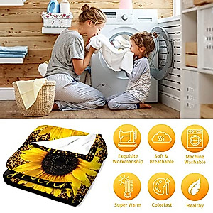 Sunflower Blanket Beautiful Sunflowers Throw Blanket Soft Flannel Lightweight Blanket Gifts for Kids Adults 50"x40"