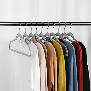 Salty Gallery Elegant Velvet Hangers 10-Pack, Space Saving Coat Hanger, Non-Slip Hangers, Clothes Hangers Dress and Trouser Hangers., Gray