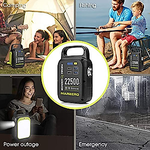 MARBERO 22500mAh Portable Charger with Bright LED Flashlight for Camping, Small Power Station QC/PD 3.0 Charges Quickly for iPhone, Samsung, iPad, Special Hand-cranked