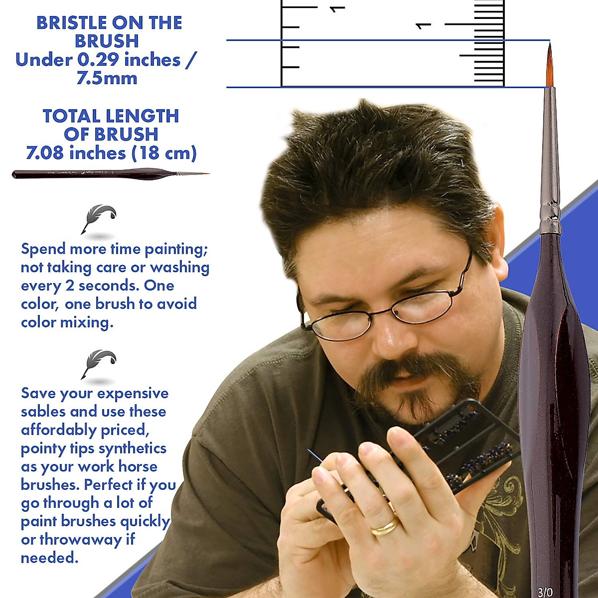 Small Paint Brush Miniature Brushes. Fine Tip Series 4pc 000 Paintbrushes Set for Art Watercolor Acrylics Oil - Model Craft Warhammer Airplane Kits Nail Paint by Numbers Micro Detail Hobby Painting