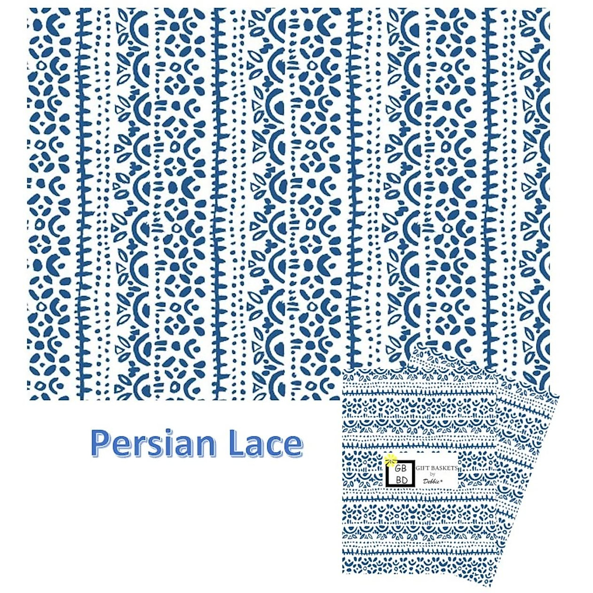 Tissue Paper with Designs - Blue and White Tissue Paper For Gift Wrapping Decoupage Crafts 24 Decorative Sheets 20" X 30" (PERSIAN LACE)