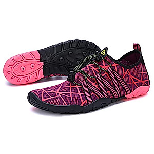 Bohuma Water Shoes,Aqua Shoes Quick-Dry Slip on Sport Swim Beach Surfing for Men Women,SX99619 Purple/Rosered 38