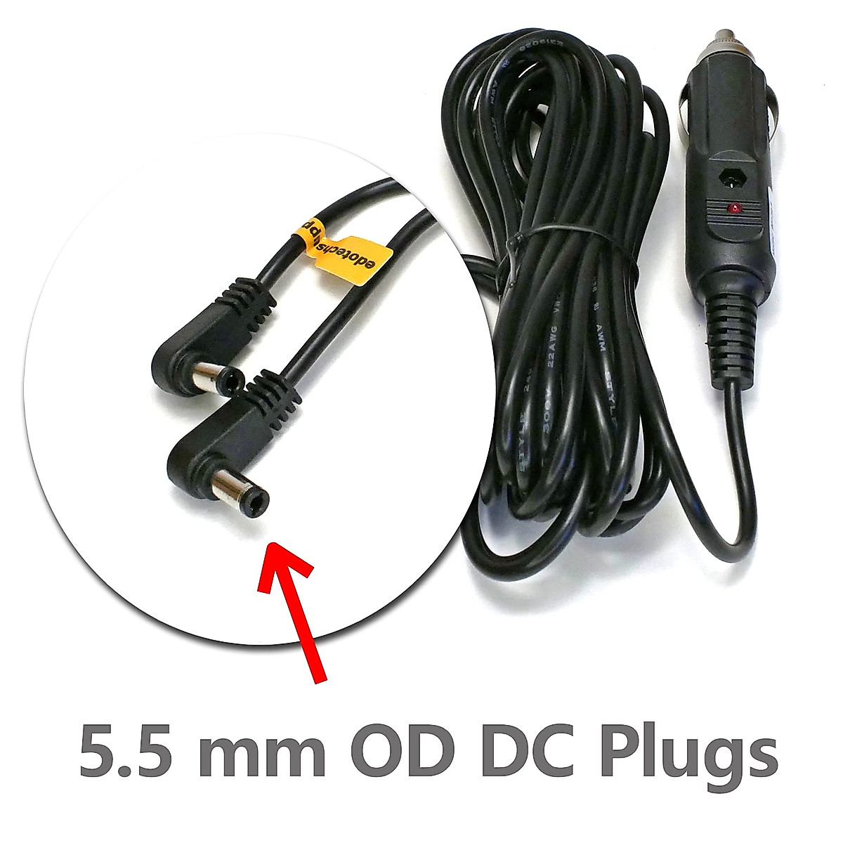 EDO Tech 11 ft Car Charger Power Cord for RCA Single Dual Screen Vehicle Portable DVD Player
