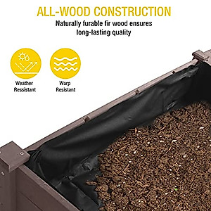 Aivituvin 52.7x22x30in Raised Garden Bed, Elevated Wood Planter Box Stand for Outdoor Gardening, Liner Included, 230lbs Capacity