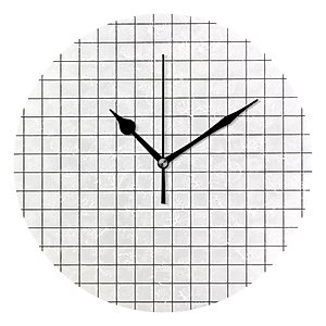 Haskirky Round Digital Clock White Grid Creative Decorative Quiet Not Ticking Clock,Bedroom Living Room Bathroom Kitchen Office Wall Ornament (Gold 10x10In)