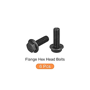 METALLIXITY Flanged Hex Head Bolts (M12x35mm) 6pcs, Hexagon Serrated Flange Bolt Fully Thread Screw - for House Construction Hardware Fasteners
