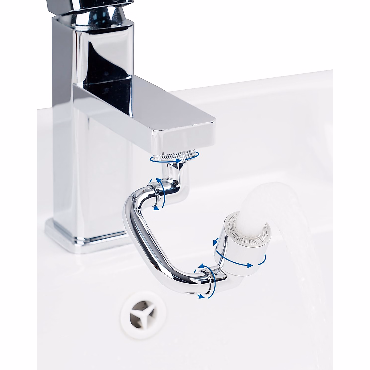 Hibbent 1080° Swivel Faucet Extender, Metal Rotatable Sink Faucet Aerator with Brass Extension, Dual Function 2 Modes Kitchen & Bathroom Sink Sprayer, Faucet Attachment for Gargle/Eye/Face Washing