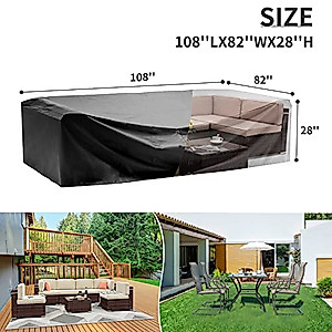 Amopatio Patio Furniture Covers Waterproof, 600D Heavy Duty Outdoor Furniture Covers Waterproof for Patio Furniture, Outdoor Table and Chair Covers, UV and Wind Resistant Cover (108"L x 82"W x 28"H)