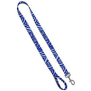 Moose Pet Wear Deluxe Dog Leash - Patterned Heavy Duty Pet Leashes, Made in The USA – 1 Inch x 4 Feet, Zebra Blue (SL1-4-ZBRA-BLU)