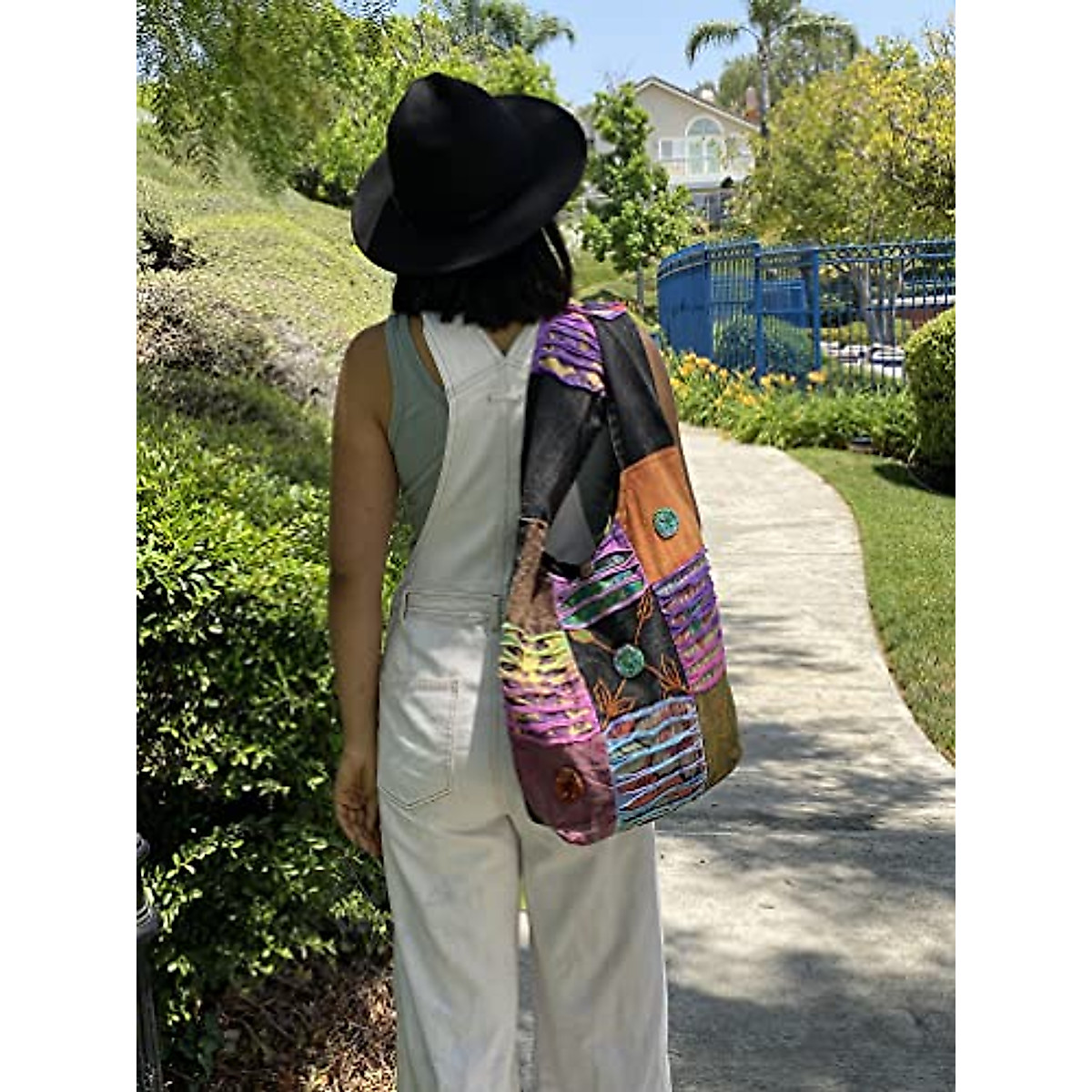 Bohemian Quilted Torn Look Razor Cut Hippie Crossbody Sling Purse Boho Handbag