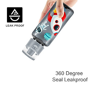 13oz Kids Water Drinking Bottle - BPA Free, Wide Mouth, Chug Lid, Easy Open, Lightweight, Leak-Proof Water Bottle with Cute Design for Girls & Boys - 2 Pack(Shark/Space)