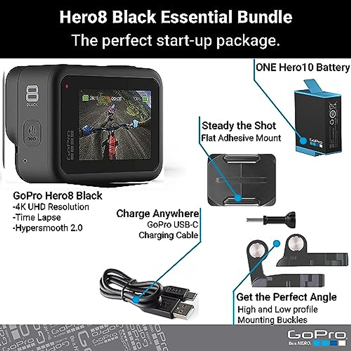 GoPro HERO8 Black - E-Commerce Packaging - Waterproof Digital Action Camera with Touch Screen 4K HD Video 12MP Photos Live Streaming Stabilization