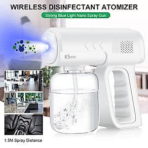 Kittmip 2 Pack Rechargeable Atomizer Sprayer Gun Handheld Nano Spray Cordless Disinfectant Steam Large Capacity Electric Fogger Machine Disinfection for Car School Home Hotel