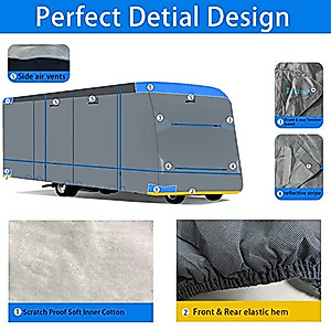 Tuszom 7 Layers Top RV Class C Cover 2022 Upgraded Rip-Stop Windproof Camper Cover for 29' - 31' RV with Extra 3 Straps, 4 Tire Covers