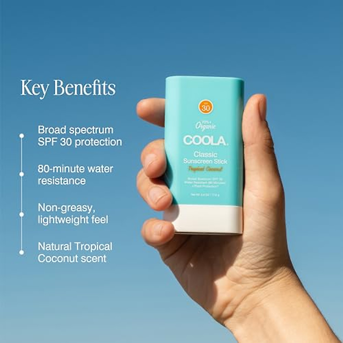 COOLA Organic Face Sunscreen SPF 30 Sunblock Lotion Stick, Dermatologist Tested Skin Care for Daily Protection, Vegan and Gluten Free, Tropical Coconut, 0.15 Oz
