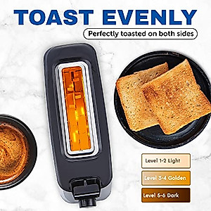 Elite Gourmet ECT118B Cool Touch Single Slice Toaster, 6 Toasting Levels & Wide Slot for Bagels, Waffles, Specialty Breads, Pastry, Snacks, Black