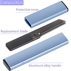 Dermaplaning Tool,Safe aluminum alloy eyebrow Razor, Eyebrow Trimmer Shaper,Face Razors for Women, metal matte material can be replaced with blades (Blue)