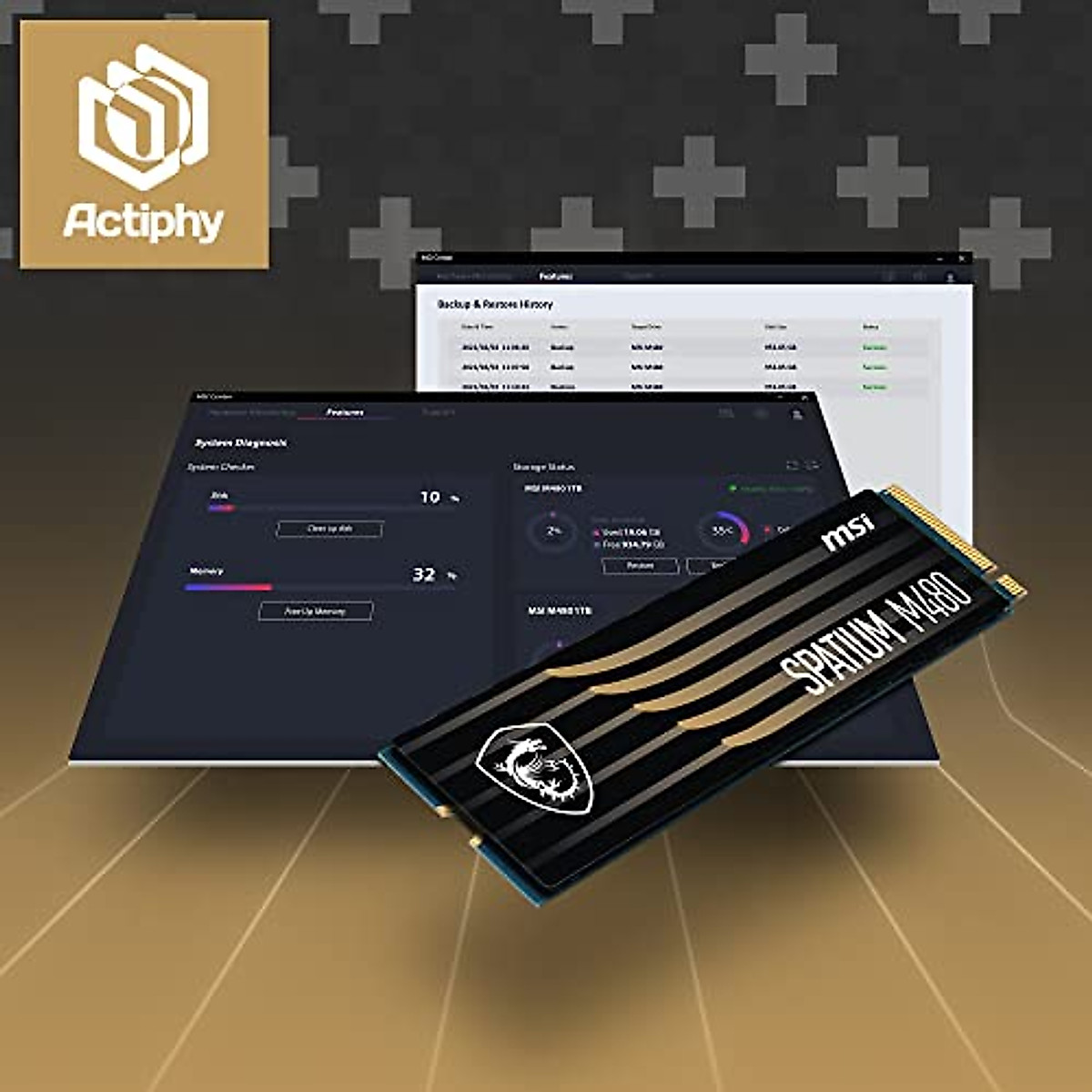 MSI SPATIUM M480 PCIe 4.0 NVMe M.2 1TB Internal SSD PCIe Gen4 NVMe 1.4 3D NAND 1400 TBW (SPATIUM M480 PCIe 4.0 NVMe M.2 1TB)