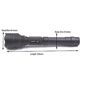 WKDUN C8 365nm 5W UV Flashlight Torch in Leak Detection, Forensics, Law Enforcement, Coating Inspection, Fugitive Glue, Curing, Special Effects, Urine Displays, Exhibits and More Long Version