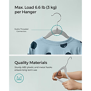 SONGMICS Baby Hangers 50 Pack, Kids Hangers for Closet, 11.8 x 8.1 Inches, Silver 360° Swivel Hooks, Space-Saving Clothes Hangers, Velvet Hangers for Nursery, Non-Slip, Dove Gray UCRF027G05