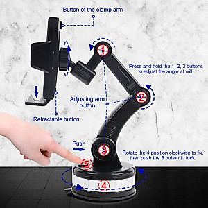 Car Phone Mount, 360° Rotatable Upgraded Phone Holder with Suction Cup for Dashboard, Windshield, Universal for iPhone 13/12 Pro, Pro Max, XS, XR, Samsung, Andriod, More Devices,Car Accessories