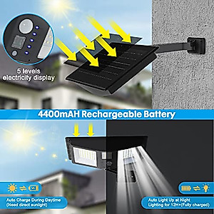 PEZOTA Solar Street Lights Outdoor, IP65 Waterproof Solar Powered Flood Lights with Motion Sensor & Remote Control for Patio Yard Garden Front Door, 138LEDs, Black (2 Pack)