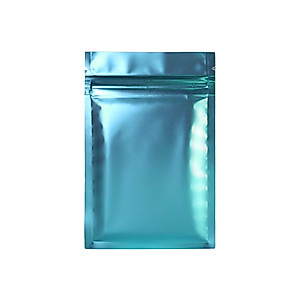 QQ Studio 100 Double-Sided Metallic Color Foil QuickQlick™ Resealable Flat Packaging Pouch Bags (Matte Blue, 3.25" x 5")