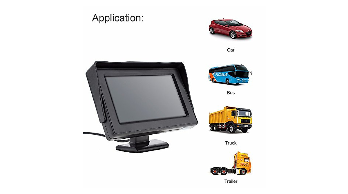 B-Qtech 4.3 inch Backup Camera Monitor for Car and Truck Safety