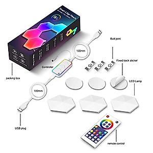 Firmlly RGB Hexagon Lights, LED Hexagon Wall Light, Smart Hexagonal Wall Panels, Bluetooth/WiFi Connection, LED Wall Panels for Gaming Room, Bedroom, Wall Decor (WiFi*3PCS, RGB)