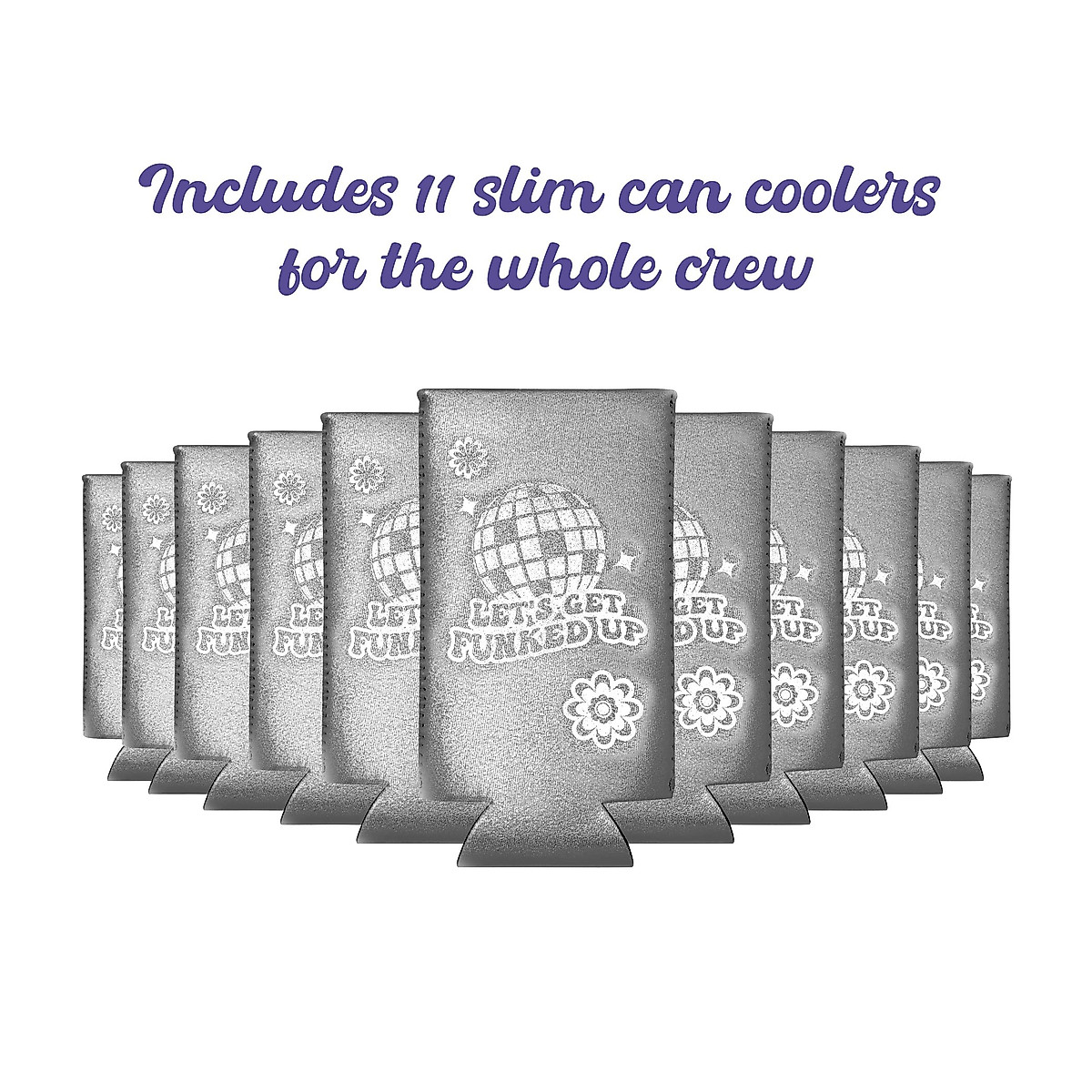 Last Disco Bachelorette Party Coozies Skinny Can {12 Pack} Includes Bride Coozie and 11 Slim Bachelorette Coozies for 70s Bachelorette Party