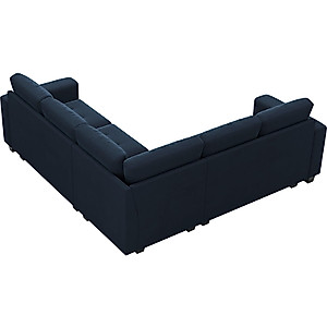 Belffin Velvet Modular Sectional Sofa Convertible Sectional Sofa Couch with Reversible Chaise L Shaped 4 Seater Corner Sofa Couch Blue