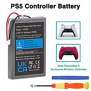 PS5 Controller Battery Replacement, 2 Pack 2650mAh Lip1708 Battery PS5 for Sony PS5 Playstation 5 DualSense CFI-ZCT1W Wireless Controller