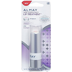Almay Lip Treatment, Age Essentials, Spf 30, Hypoallergenic, Fragrance Free,100 Clear, 0.24 Oz