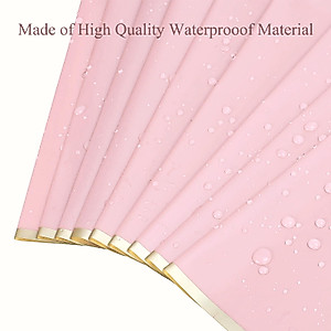 Gloreyan 20 Sheets Gold Edge Flower Wrapping Paper, Florist Bouquet DIY Craft Fresh Flower Bouquet Wrap Waterproof Floral Wrapping Gift Box Packaging Material Florist Supplies, 22.8*22.8 Inches(Pink)