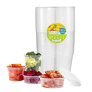 TashiBox [8 oz,16oz,32oz,48Sets,16Sets each size Plastic food storage containers with lids airtight,BPA Free,Microwave/Dishwasher/Freezer Safe